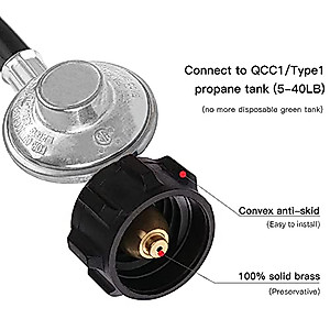 GCBSAEQ 6FT Quick Connect Propane Hose with Regulator Low Pressure Gas Propane Tank QCC1 to 1/4" Female Quick Connect Adapter for Olympian 5100, 5500 RV Grill