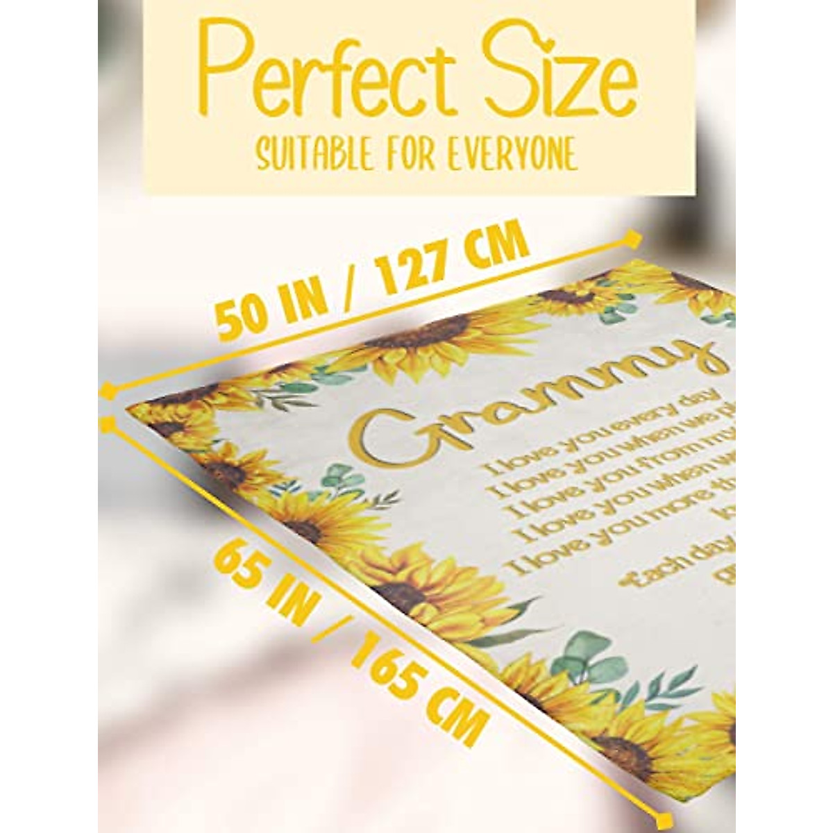 InnoBeta Grammy Sunflower Throw Blanket - Flannel Blankets Gifts for Grammy - Grammy Gift from Grandchildren on Mother's Day, Christmas, Birthday, Thanksgiving - 50" x 65"