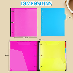 WOT I All-in-one Telescoping Binder Notebook, Refillable 3 Ring Binder with Customized Front Cover+Catalog Back Pocket+5 Subject Dividers+Movable Pocket Folder+60 Sheets Notepaper, Pink