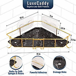 LuxeCaddy Shower Caddy , Corner Shower Caddy ,Shower Organizer, Shower Shelves Inserts for Bathroom Organization, Gold