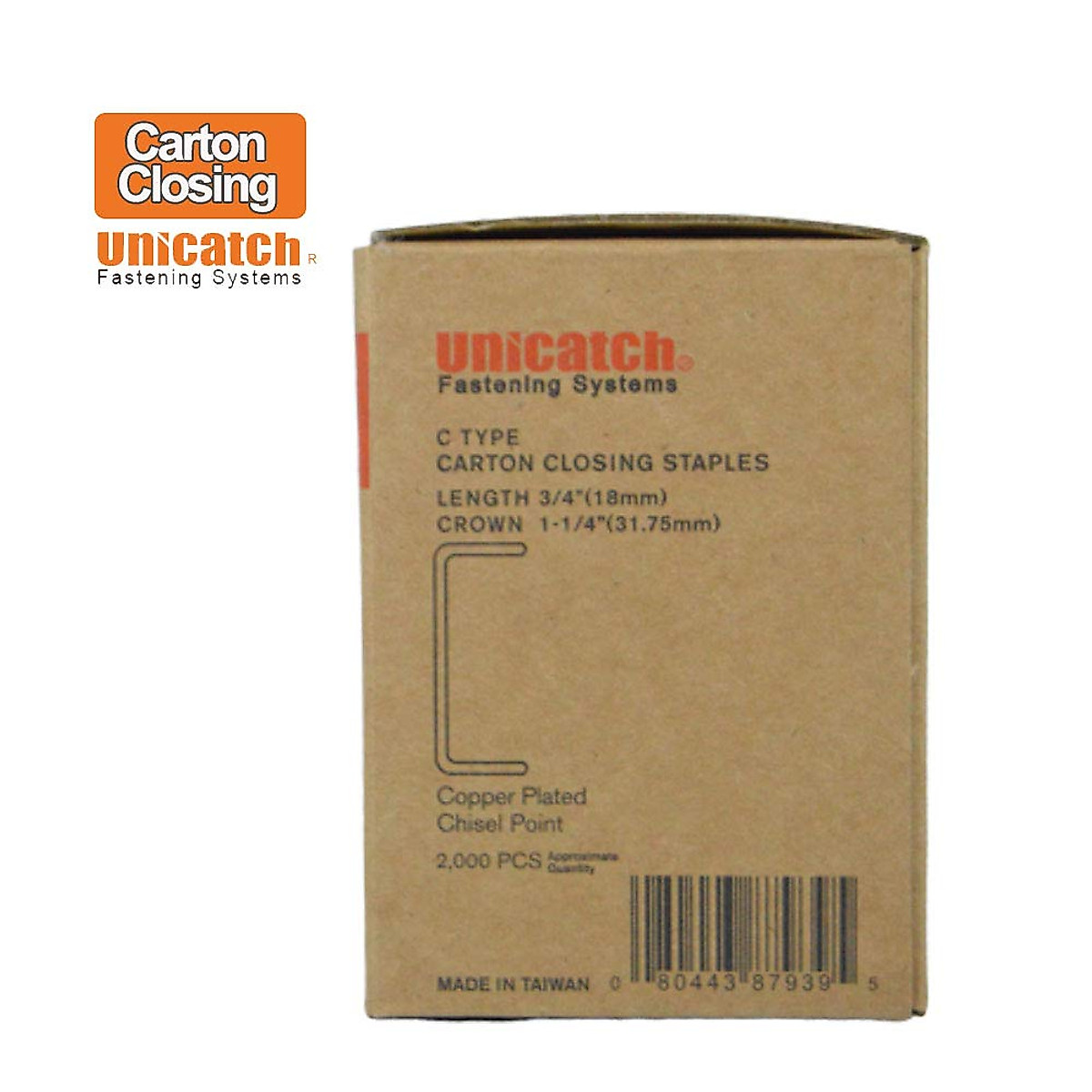 Copper CC34C Carton Closing Staples 1-1/4-Inch Crown, 3/4-Inch, C34 for Pneumatic & Manual (2,000/Box)