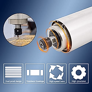 RATTMMOTOR CNC Spindle Motor 1.5KW Air Cooled Spindle Motor 110V ER16 Collet 80mm Diameter 15A 400HZ 24000RPM for CNC Router Engraving Milling Machine