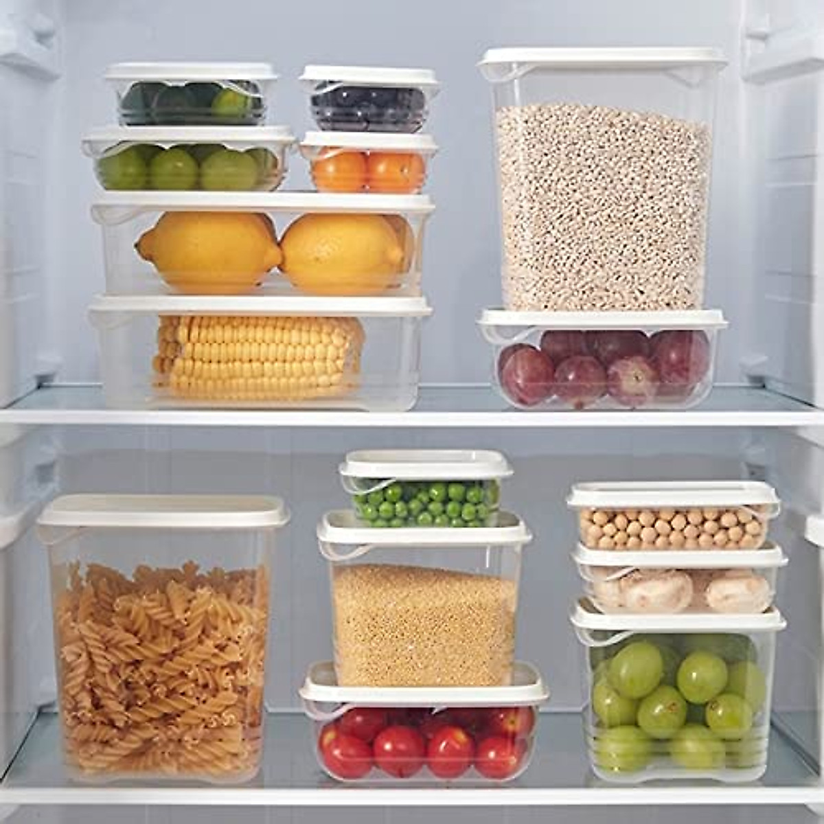 GEIKR 17 Pack Stackable Food Storage Containers with Lids, BPA-Free Plastic Meal Prep Container Reusable, Refrigerator & Freezer & Microwave & Dishwasher Safe Kitchen Organizer