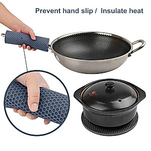 Hotsyang Silicone Trivets Mats Set,Silicone Hot Pads and Trivets, Silicone Trivets for Hot Dishes,Hot pots and Pans,Black Silicone Hot Pads for Kitchen Table,Square Silicone Trivets Mats Set of 4 Pcs