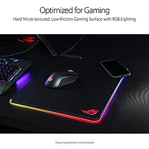ASUS ROG Balteus Qi Vertical Gaming Mouse Pad with Wireless Qi Charging Zone, Hard Micro-Textured Gaming Surface, USB Pass-Through, Aura Sync RGB Lighting and Non-Slip Base (12.6” X 14.6”)