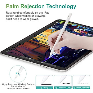 Stylus Pen for iPad with LED Power Display, Capacitive Stylus MKQ Active Pencil with Palm Rejection, Tilt Sensitivity, Magnetic Function, Compatible with iPad 2018 and Later Versions