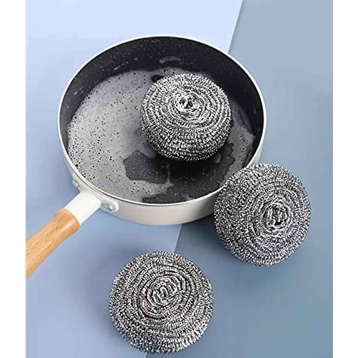 6Pcs Scourer Steel Wool Scrubber - Steel Wool for Cleaning Dish Pots Pans Grills Stainless Steel Scrubber for Kitchen Sinks Cleaning Steel Wool Pads Metal Scrubber