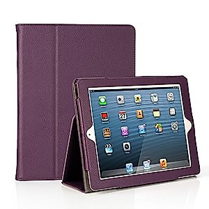 RUBAN Folio Case for iPad 4th Generation/iPad 3rd Gen (2012 Model), iPad 2 (2011 Model) 9.7 inch Tablet - [Corner Protection] Slim Fit Smart Stand Protective Cover Auto Sleep/Wake, Purple