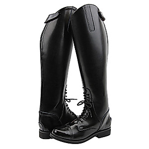 Hispar Women Ladies Victory Leather English Field Boots Horse Back Riding Equestrian - Black 10 WIDE CALF