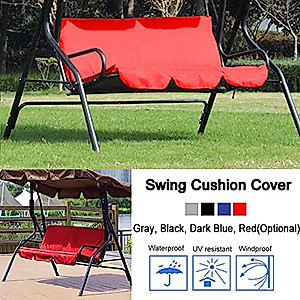 Omabeta Swing Cushion Cover, Swing Cushions 3 Seater Replacement, 3 Seater Chair Waterproof Cushion Swing Seat Cushions Seat Cover for Patio Garden Yard, Replacement Cushions for Outdoor Swing(Red)