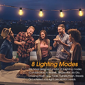Solar String Lights Outdoor Waterproof, 29.5 FT 20 Shatterproof Bulbs Patio Lights with Remote 8 Modes LED Solar Powered String Lights, Hanging Lights for Garden Yard, Wedding Party Decor（Warm White）