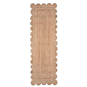 2x3, 2x4, 2x5,2x6 Ft. Natural Jute Scalloped Rug, Bohemian Scallop Rug, Natural Jute Rug, Boho Decor Rug, Area Rug, Handwoven Jute Rug, Custom Rug, Decorative Rug (2x4 Ft. Area Rug)