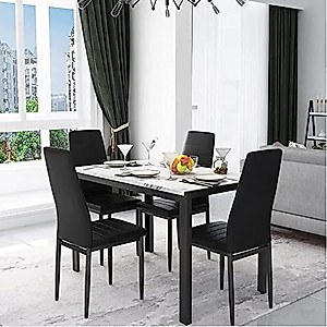 DKLGG 5 Piece Dining Room Table Set, Modern Kitchen Table Set for 4, Faux Marble Dinner Table with 4 Dining Chairs, Dining Table Sets for 4 Home Furniture for Small Spaces, Dining Room