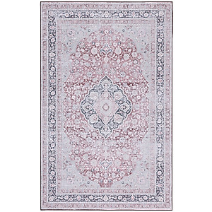 SAFAVIEH Tucson Collection Area Rug - 6' x 9', Rust & Sage, Persian Medallion Design, Non-Shedding Machine Washable & Slip Resistant Ideal for High Traffic Areas in Living Room, Bedroom (TSN191P)