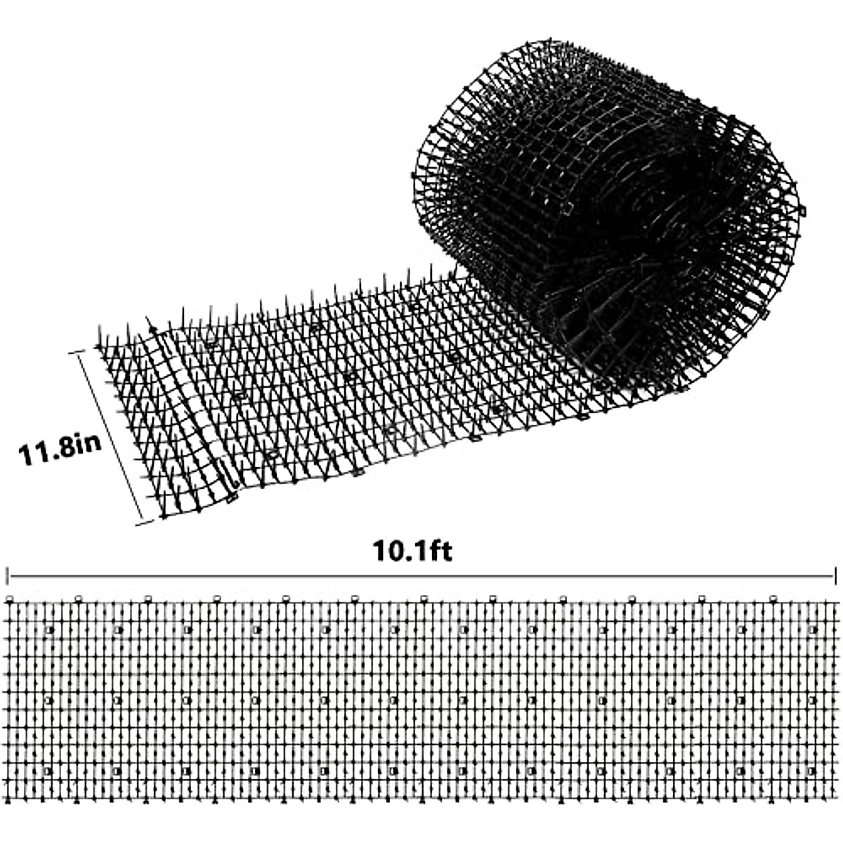 Hmdivor 118"x 11.8" Cat Scat Mat with Spikes, Prickle Strips Digging Stopper Outdoor Deterrent Mat for Indoor Garden Includes 8 Garden Staples