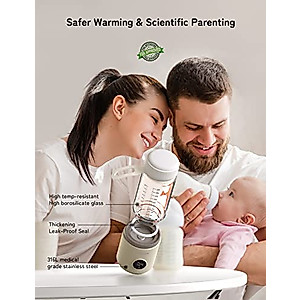 Momssy Portable Bottle Warmer, Baby Bottle Warmer for Breastmilk Formula Heating, Smart 4 Temperature Setting with USB Rechargeable Cordless, Auto Shut-Off, Multifunctional Travel Bottle Warmer