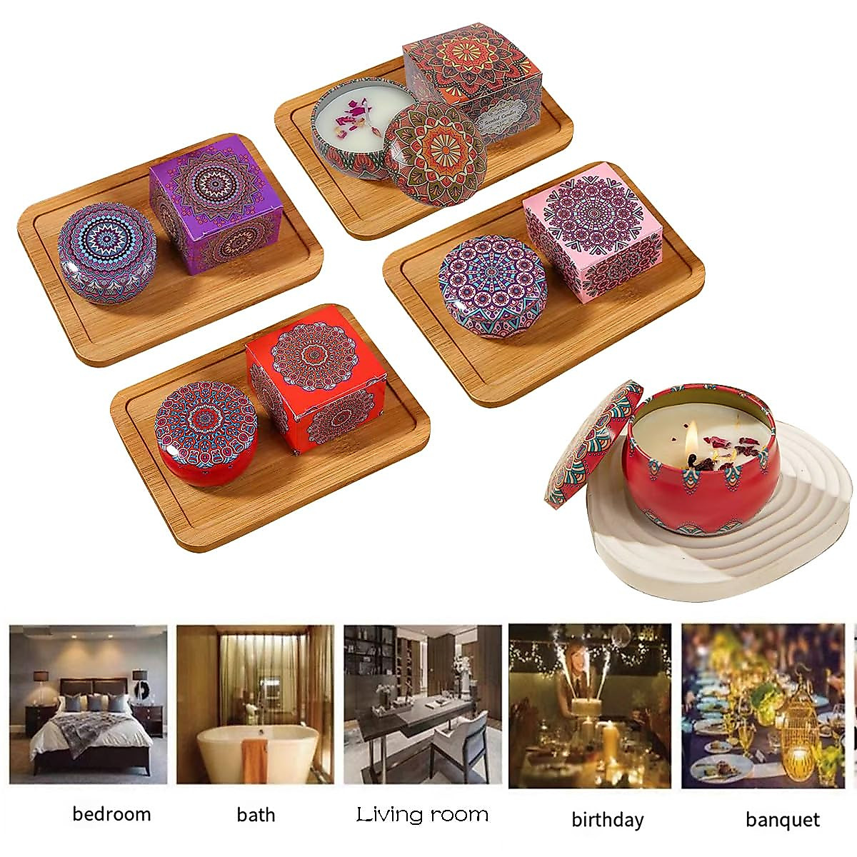 HYCSC Scented Candles Gift Set, 4 Pack Aromatherapy Candle for Home, Lavender Candle Birthday Gifts for Women, Long Lasting Soy Wax, Mom Bath Spa Meditation Christmas Gifts Candles (4PCS)