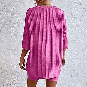 Gamivast My Orders, Two Piece Outfits for Women 2023 Summer V Neck Short Sleeve T-Shirt Tops Yoga Shorts Workout Tracksuit Sets, Pink Blazer, Pink Dress for Women, Pink Stuff, Pink Clothes for Women