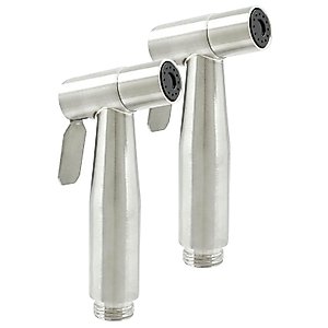 Hitefu 2PCS Bidet Sprayer Head for Toilet, Stainless Steel Handheld Bidet Toilet Sprayer, Adjustable Water Pressure Cloth Bathroom Diaper Sprayer for Toilet and Kitchen Cleaning
