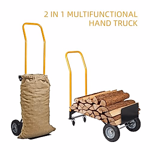 Vilobos Folding Hand Truck, 2 in 1 Utility Cart, Portable Dolly with EVA Wheels, Easy Storage, 43.6"-53.5" Hight Adjustable, Heavy Duty Steel, 330Lbs Load Capacity