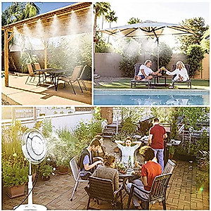 Misters for Outside Patio, 35FT Misting Cooling System, Outdoor Water Mister System for Porch, Umbrella, Deck, Canopy, Fan. Mist Hose Accessories for Backyard, Garden, Greenhouse,Trampoline Sprinkler