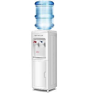 Giantex Top Loading Water Cooler Dispenser 5 Gallon Normal Temperature Water and Hot Bottle Load Electric Home with Storage Cabinet, White