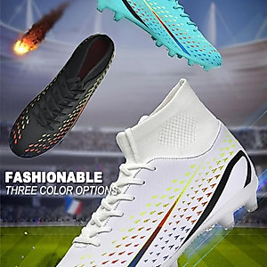 MEBAMY Men’s Football Cleats Professional Futsal Training Lightweight Soccer Shoes Comfortable High-top Spikes Sneakers FG AG Soccer Turf Outdoor Indoor Training Competion Breathable Soccer Boots