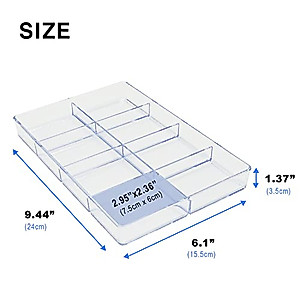 carrotez Makeup Organizer, Drawer Organizer, 8 Grid Plastic Storage Organizer, Clear Plastic Compartment Organizer for Makeup, Jewelry, Accessories