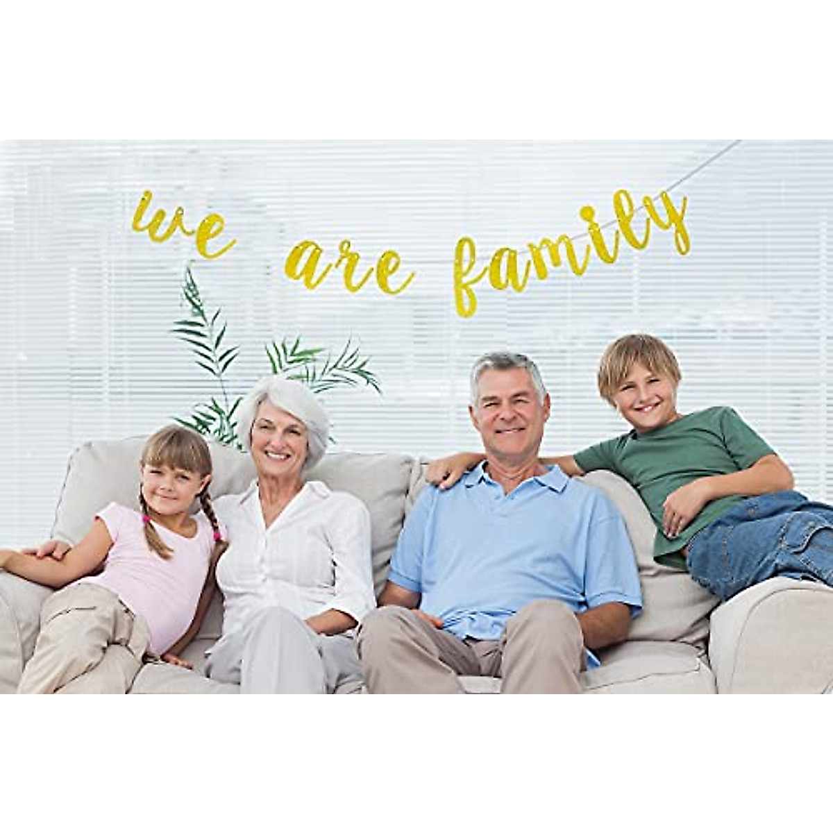 Gold Glitter We are Family Banner, Family Reunion Party Banner, Family Photo Prop, Banner for Family Party Home Decoration - We are Family