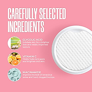 Glycolic Acid Pads with Vitamin C - Toner Pads for Face Cleansing With Tea Tree Oil - Exfoliating Pads with 20% AHA & Vitamins E, B3, B5 - Facial Peel Resurfacing Pads, Glycolic Acid Peel (50)