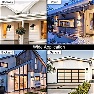 2-Pack Dusk to Dawn Outdoor Wall Lights, Sensor Exterior Light Fixtures Wall Mount, Porch Lights, Matte Black Wall Lantern Wall Lamp, Waterproof Wall Sconce, Outside Lighting for Garage, Front Door