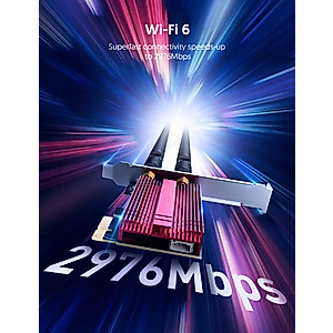 WiFi 6 PCIe WiFi Card for PC， AX3000 Dual Band Wireless Adapter with Heat Sink , Bluetooth 5.1, MU-MIMO, Ultra-Low Latency, Supports Windows 10 (64 bit) Only