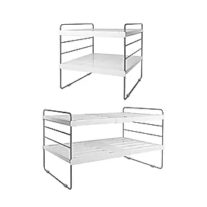 Grand Fusion Expandable Storage Shelf, Adjustable and Stackable Storage Organizer Rack, Expand from 9.8 to 15.6 inches Long and 3.7 to 8.3 inches Tall, 40lb Capacity, Pack of 1