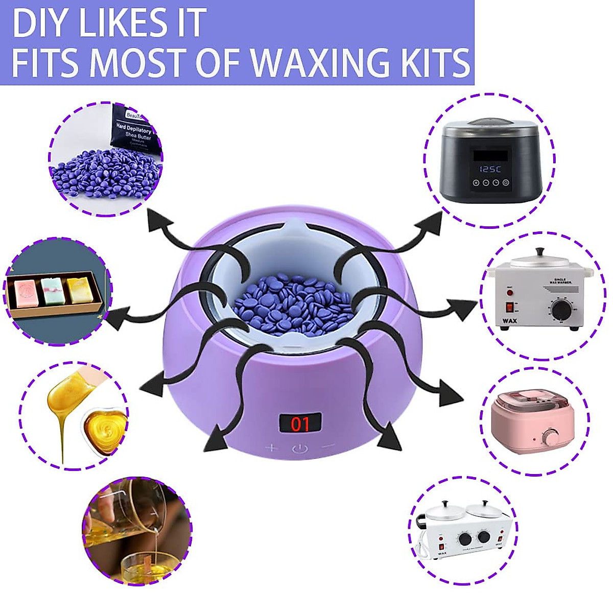 FA FIGHTART 2Pcs Silicone Wax Pot Bowl Container Can Flat Bottom with 1Pcs Wax Spatula Wax Replacement For Hair Removable