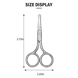 Small Scissors, Eyebrow Scissors, Nose Hair Scissors Round Tip Design, Will Not Hurt the Nasal Cavity. Professional Grooming Scissors for Hair, Eyelashes, Nose, Eyebrow Trimming, Mustache. - AsonTao