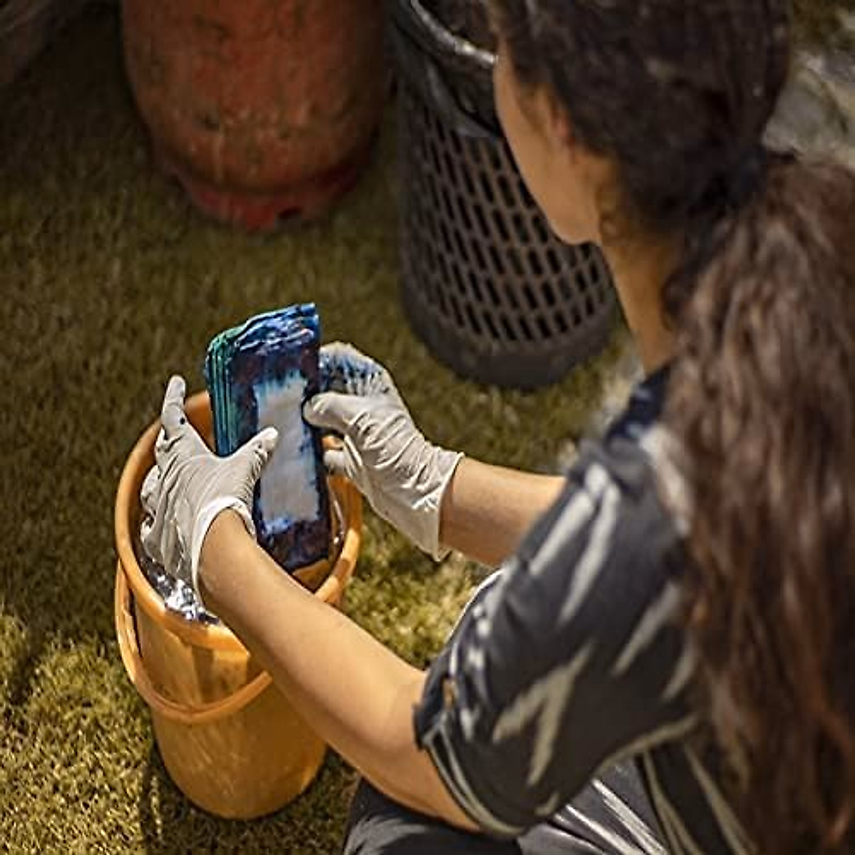 Fabric Tie Dye Kit with 3 Colors | Natural Shibori Powder | Indigo, Sunflower Yellow and Turkey Red | Perfect Clothing Dying | Painting Party Supplies DIY Art Craft Set for Kids and Adults