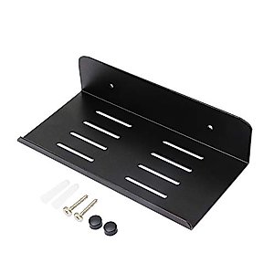 SinLoon 7.8 Inch Small Shelf in Flat Satin Aluminum Bathroom Shelf Wall Mount for Small Speaker Smartphone, Tablet, Toiletries (Black)