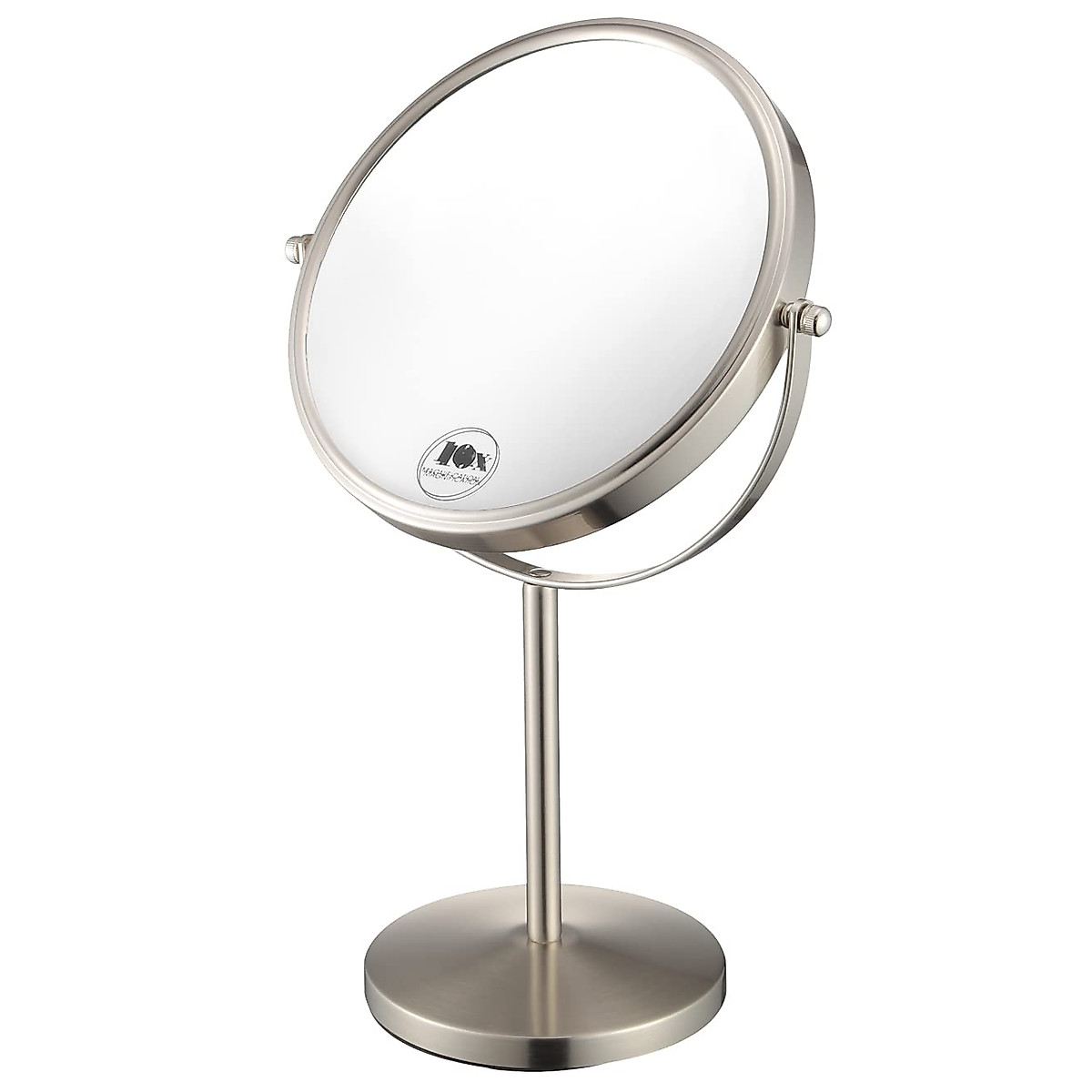 ALHAKIN Magnifying Makeup Mirror, 8-Inch Double Sided Vanity Tabletop Mirror with 10X Magnification, Nickel Finished