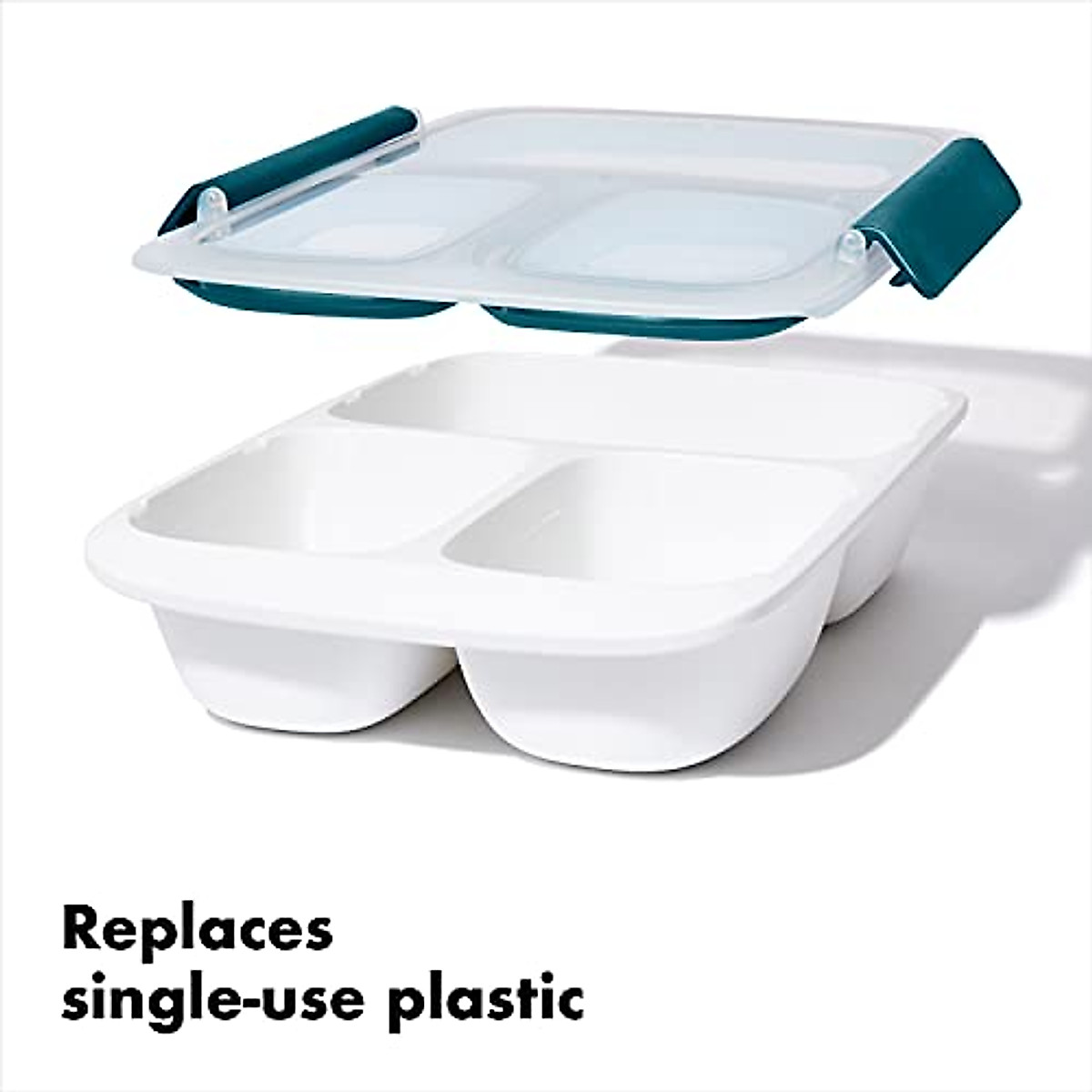 OXO Good Grips Prep & Go 4.1 Cups/1 L Divided Container | Leakproof Food Storage | Ideal for bento-style lunches and leftovers | BPA Free | Microwave and Dishwasher Safe | Freezer Safe