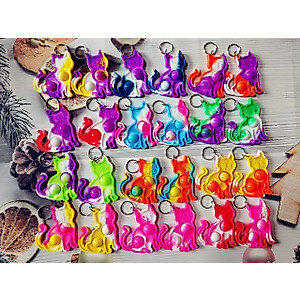 (Students Gift)24 Packs Bulk Small Cat Mini Pop Key chain，Birthday gift Party Favors Supplies,for boy and girl Student award gift