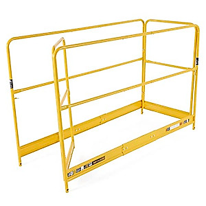 MetalTech Versatile 6 Foot Metal Guardrails System Accessory Baker Style for Select Jobsite Series Scaffolding Platform with Non Slip Deck, Yellow