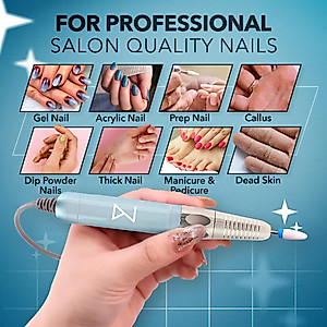 M Max - Professional Nail Drill Machine - 2-in-1 Brushless Motor Nail File - Electric, Cordless, Aluminium Alloy Casing, 35000 RPM, HD Display - Perfect for Salon & Home Use (Mermaid)