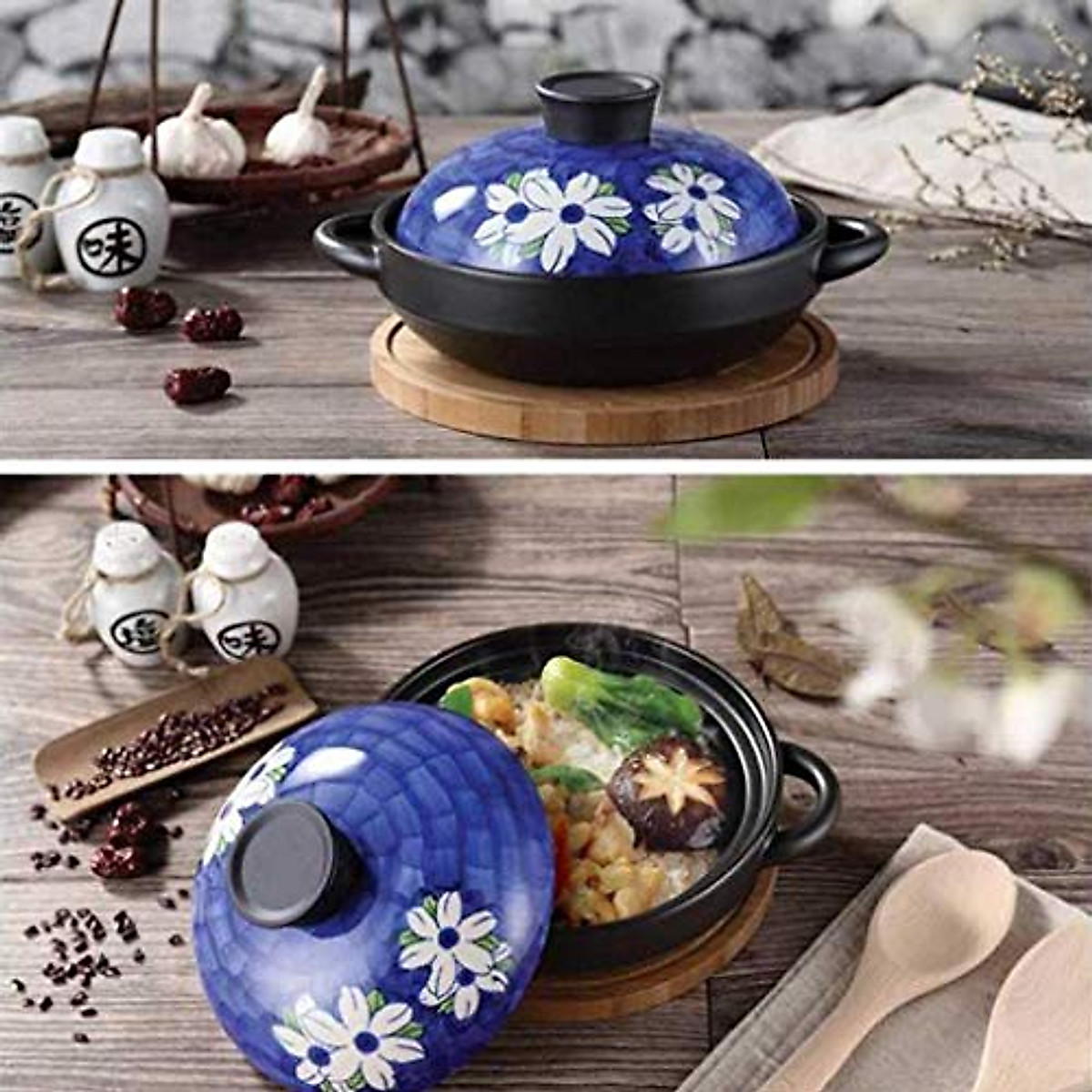 MYYINGBIN 27.5cm Moroccan Tagine Pot Ceramic Casserole Slow Cooker High Temperature Resistance Stewpot Suitable for Oven Gas Stove Microwave Oven Electric Ceramic Stove