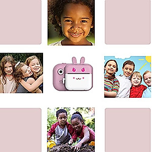 Zeerkeer Instant Print Camera for Kids 1080P HD Children Selfie Video Digital Camera with 2.4'' IPS Screen and 32GB TF Card for 3-12 Years Boys Girls Gift (Pink)