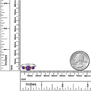 Gem Stone King 925 Silver and 10K Yellow Gold Cushion Purple Amethyst and Diamond 3-Stone Women Ring (1.57 Cttw, Gemstone Birthstone, Available In Size 5, 6, 7, 8, 9)