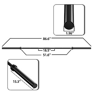 Fitvids Olympic Bar for Weightlifting and Power Lifting Barbell, 700-Pound Capacity (7 Feet, Black)