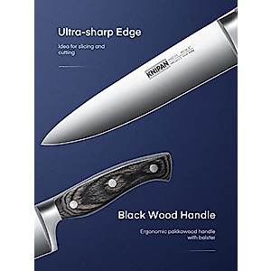 Knipan Kitchen Knife Set with Block, 16 Pieces Professional Stainless Steel Forged Chef Knife Block Set, Ultra Sharp Knives with Wood Handle, Black