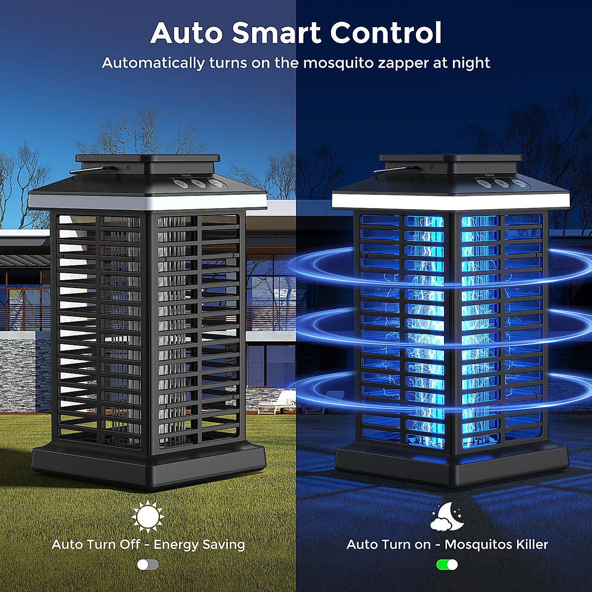 Bug Zapper Outdoor, Mosquito Zapper 2 in 1 Portable & Rechargeable Bug Zapper Outdoor with 4000mAh Battery & LED Night Light, 4000V Electric Fly Zapper for Outside,Patio,Backyard,Garden