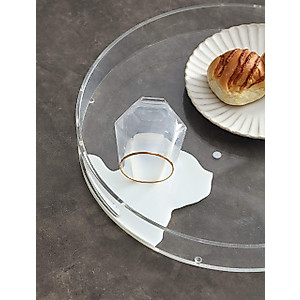 Artmaze Clear Sturdy Acrylic Round Tray with Handles,Spill Proof,for Kitchen (16 inch)