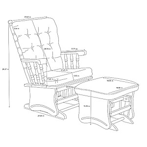 Wlvos Anti-Pinching Glider Chair for Nursery, Wood Glider Rocker with Ottoman Set, Nursery Rocking Chair for Living Rooms, Bedrooms (Antique Brown)